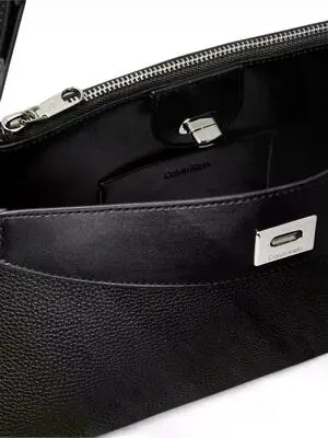 Calvin Klein Grainy-texture Twist-lock Shoulder Bag - Black