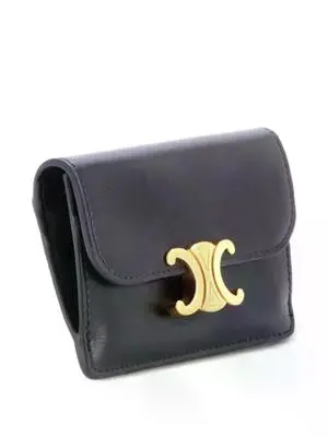 Celine Triomphe Case Leather Card Holder - Black