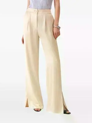 Liu Jo Crinkled-satin Side-slit Trousers
