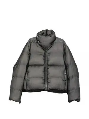 Rick Owens Grid Pattern Quilted Padded Funnel Neck Jacket