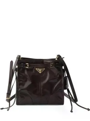 Prada Bonnie Leather Mini Shoulder Bag - Brown