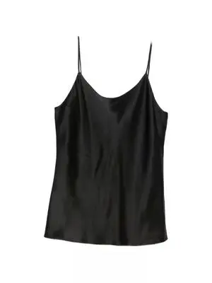 Max Mara Satin Spaghetti-strap Top - Black