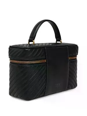 Pinko Medium Beauty Case With Shoulder Strap In Chevron Nappa
