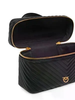Pinko Medium Beauty Case With Shoulder Strap In Chevron Nappa