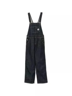 Carhartt Work In Progress Logo-patch Denim Dungarees - Blue