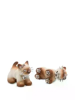 YVMIN Split Kitten Crystal-embellished Earrings - Silver