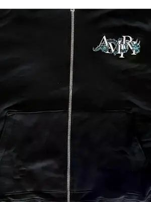 Amiri Embroidered-dragon Zip-up Hoodie