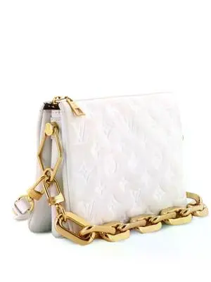 LOUIS VUITTON Louis Vuitton Coussin Monogram Embossed Lambskin BB Crossbody Bag White