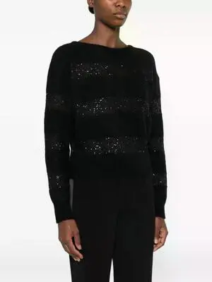 Max Mara Sequin-embellished Horizontal Stripe Sweater