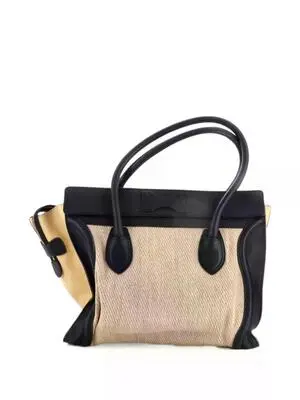 Celine Tricolor Luggage Bag Canvas And Leather Shoulder Bag