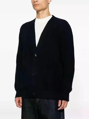 LARDINI Ribbed-knit V-neck Cardigan