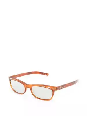 Valentino Garavani V-logo Crystal-embellished Rectangle-frame Sunglasses - Brown