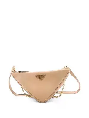 Prada Double Symbole Triangle Bag Leather And Jacquard Mini Shoulder Bag