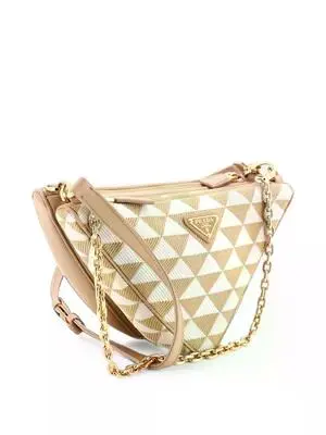 Prada Double Symbole Triangle Bag Leather And Jacquard Mini Shoulder Bag