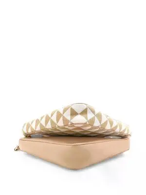 Prada Double Symbole Triangle Bag Leather And Jacquard Mini Shoulder Bag