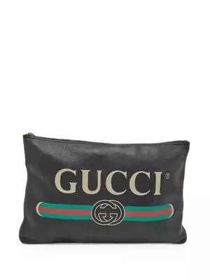 Gucci Logo Portfolio Clutch Bag - Black
