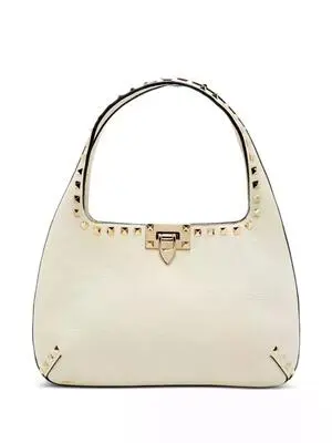 Valentino Garavani Rockstud Leather Shoulder Bag - Neutrals