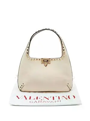 Valentino Garavani Rockstud Leather Shoulder Bag - Neutrals