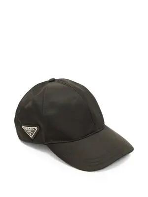 Prada Triangle Logo Plaque Re-nylon Baseball Cap - Black