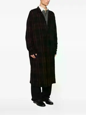 Yohji Yamamoto Check-pattern Notched-lapel Coat