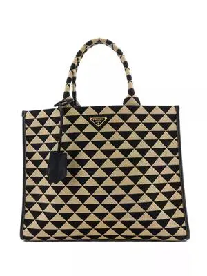 Prada Symbole Shopper Jacquard Large Tote Bag - Neutrals