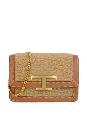 TOD'S T Timeless Shearling Shoulder Bag - Neutrals