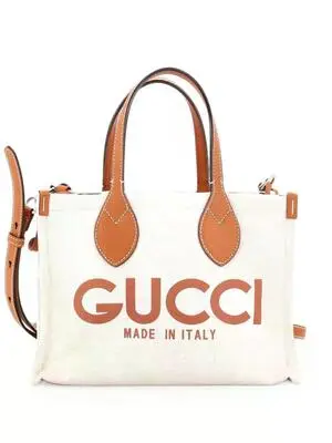 Gucci Logo Shopper Tote Printed Canvas Small Shoulder Bag
