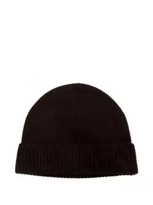 JOSEPH Ribbed-trim Beanie Hat - Brown