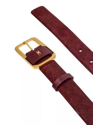 Elisabetta Franchi Suede-finish Logo-plaque Belt - Red