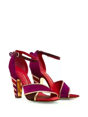 FERRAGAMO Ether Suede Metallic-trim Sandals