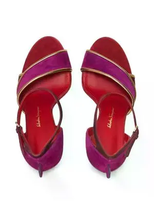 FERRAGAMO Ether Suede Metallic-trim Sandals