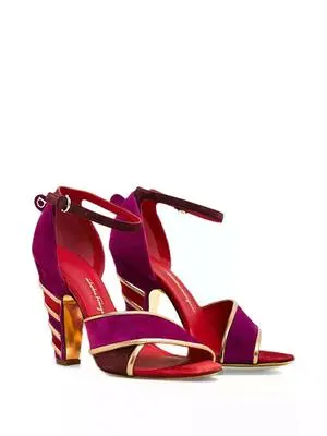 FERRAGAMO Ether Suede Metallic-trim Sandals