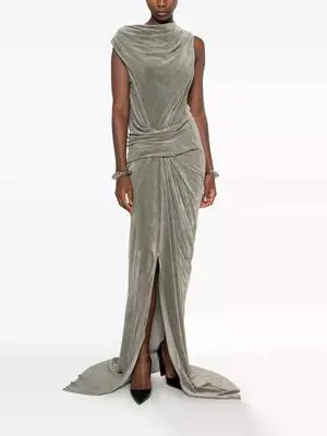 Rick Owens Draped Velvet Maxi Dress - Grey