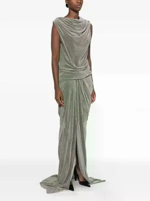 Rick Owens Draped Velvet Maxi Dress - Grey