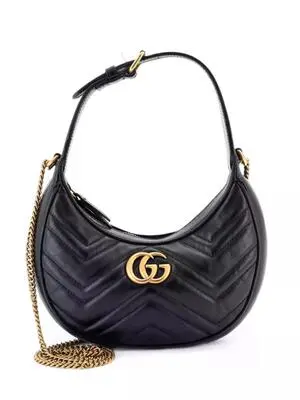 Gucci Gg Marmont Half Moon Matelasse Leather Mini Hobo Bag