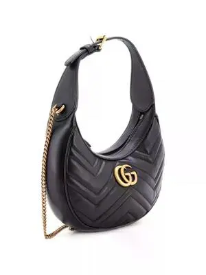 Gucci Gg Marmont Half Moon Matelasse Leather Mini Hobo Bag