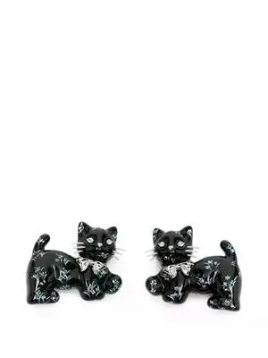YVMIN Floral-print Cat-shaped Hair Clips - Black