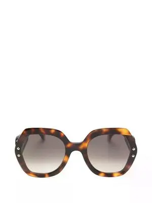 Carolina Herrera Tortoiseshell-effect Geometric-frame Sunglasses - Brown
