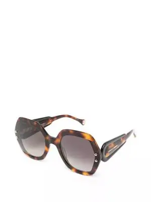 Carolina Herrera Tortoiseshell-effect Geometric-frame Sunglasses