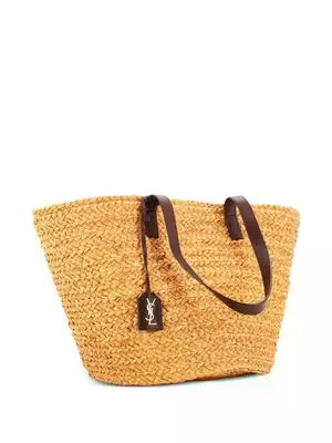 Saint Laurent Panier Basket Shopper Raffia Bucket Bag - Brown