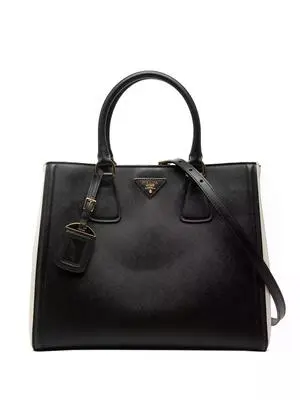 Prada 2013-2026 Medium Bicolor Saffiano Lux Galleria Satchel - Black