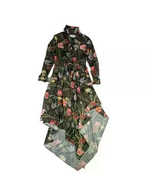 Off-White Floral-print Draped Midi Dress