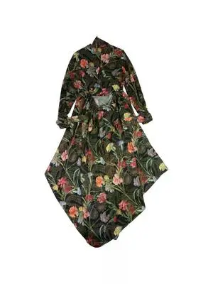 Off-White Floral-print Draped Midi Dress