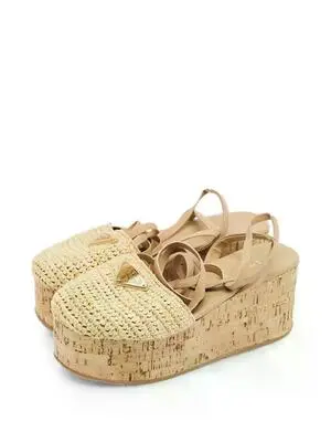 Prada Logo-plaque Wedge Sandals