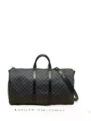 LOUIS VUITTON 55 Keepall Bandoulière Damier Graphite Holdall - Grey