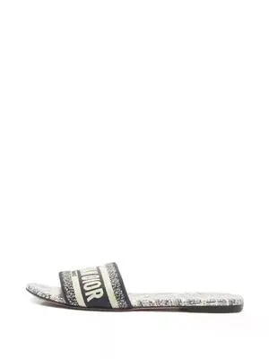 Dior Dway Embroidered Slide Sandals - Neutrals