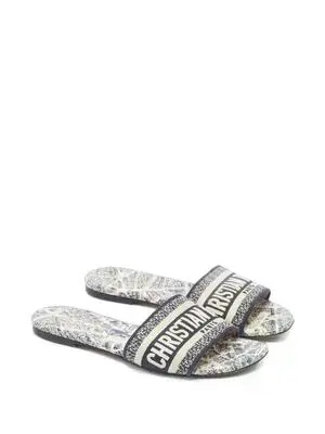 Dior Dway Embroidered Slide Sandals - Neutrals