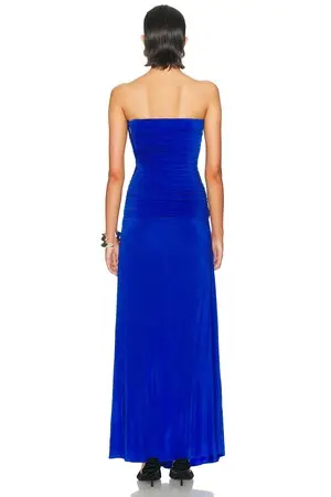 Alex Perry Strapless Ruched Twist Gown - Cobalt