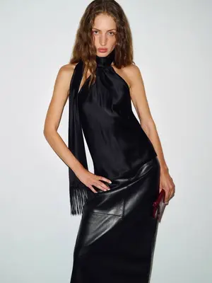 REFORMATION Sabi Silk Top - Black