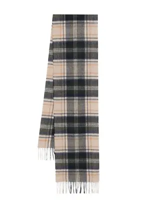 Barbour Tartan Wool And Cashmere Scarf - Beige